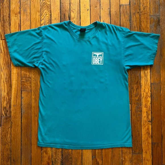 Obey | Shirts | 200s Era Obey Men Teal Blue Green White Andre The Giant ...